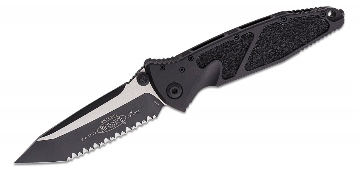 Microtech, Socom Elite Tactical Manual Folding Knife 4.05" Black Tanto ...