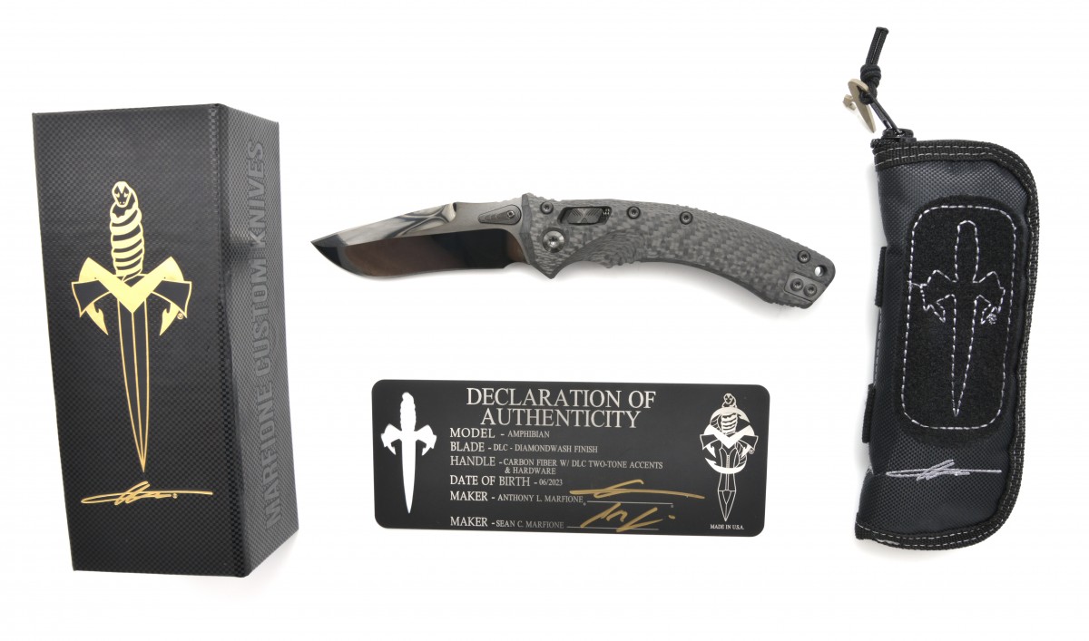 Microtech, Marfione Custom Amphibian DLC Diamondwash Finish Carbon ...