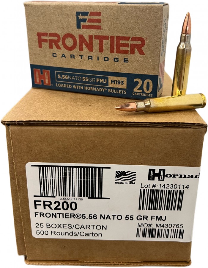 500 Rounds Hornady Frontier Cartridge, Lake City, 5.56 NATO, 55 Grain ...
