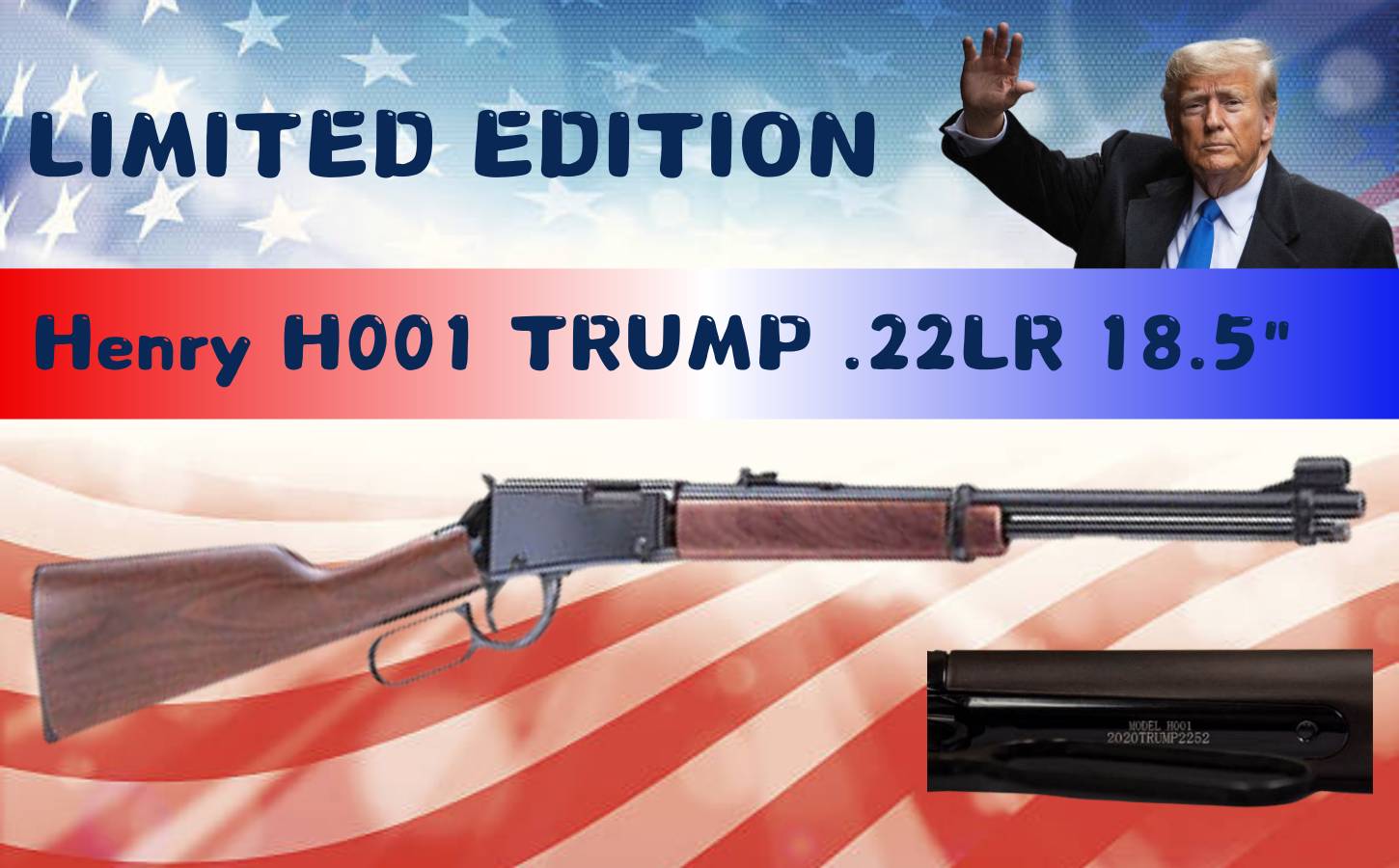 TRUMP 2024 Henry Classic .22LR 18.5" Barrel 15rd Lever Action. H001 | NJG