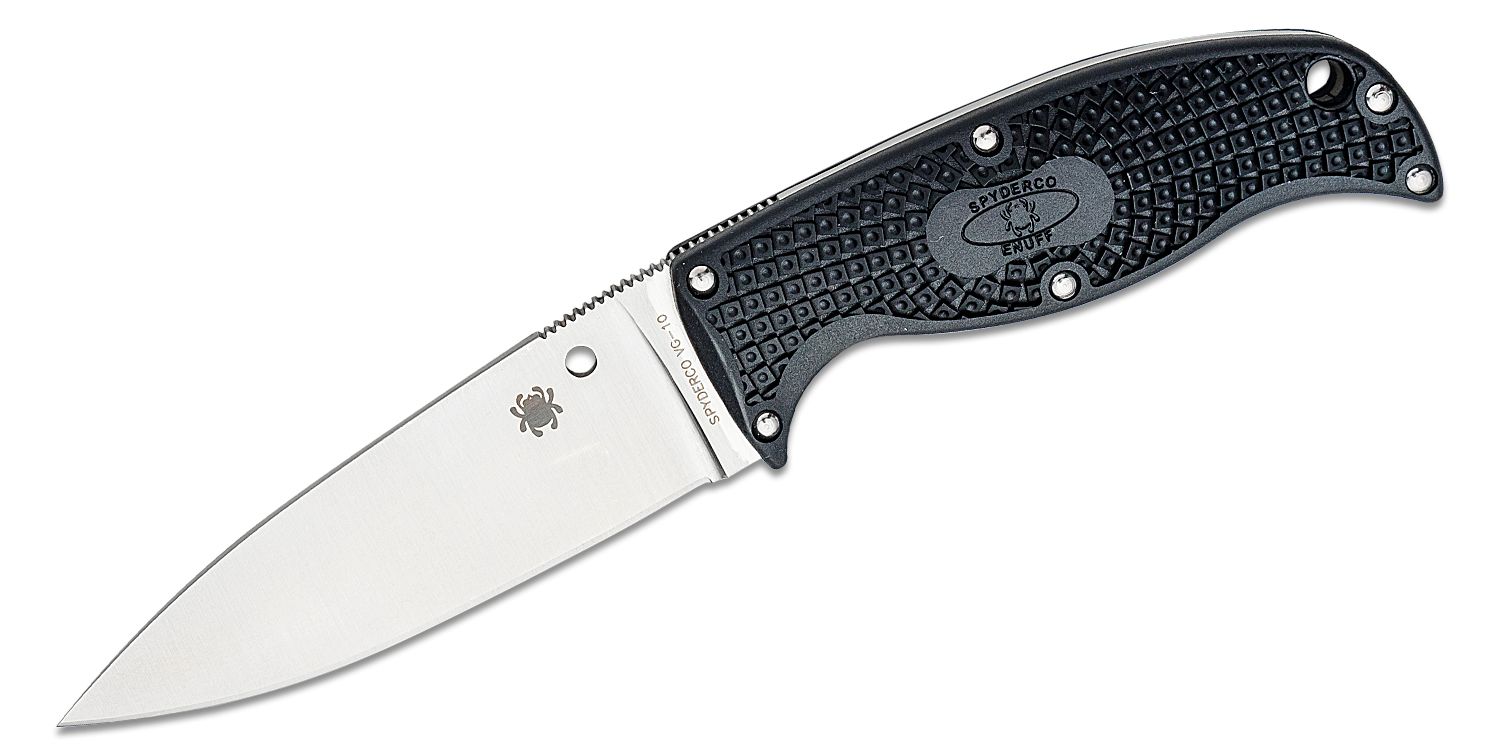 Spyderco Enuff 2 Fixed Blade Knife 3.93" VG10 Leaf Shaped Plain Blade ...