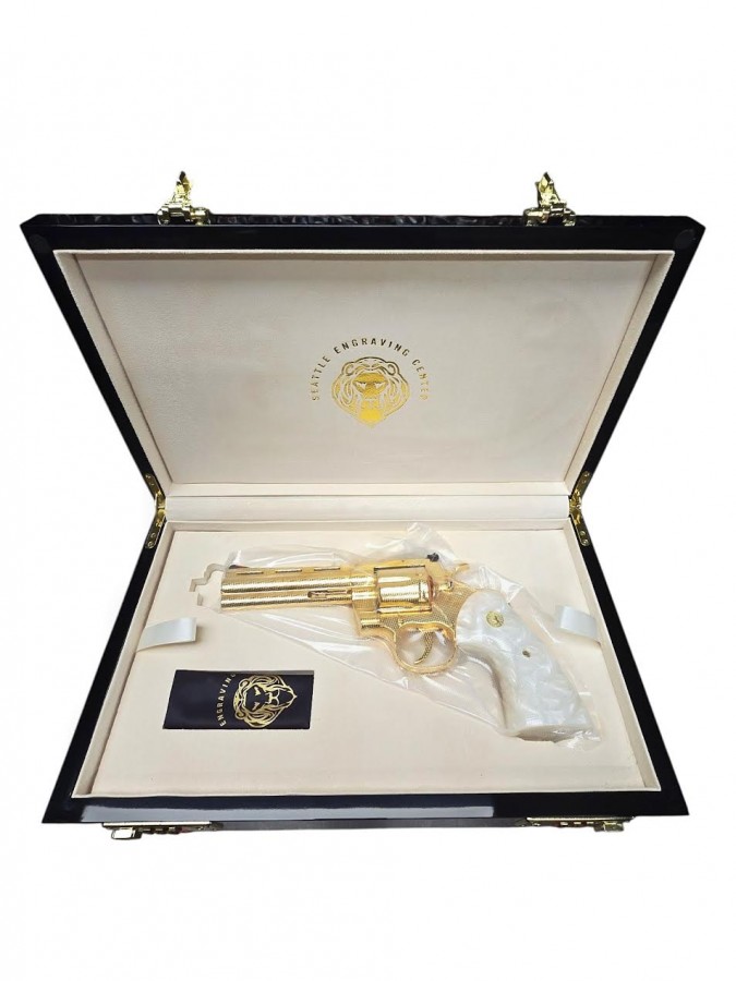 Colt, Limited Edition, Python, 24K Gold, 357 Magnum, with 5" Barrel. Features a 24K Gold Frame ...