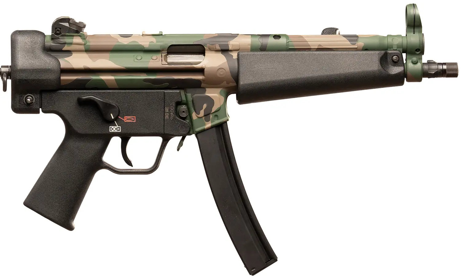 HK SP5, 9mm, 8.86" Black Steel Barrel, Aluminum Woodland Camo 30+1 ...
