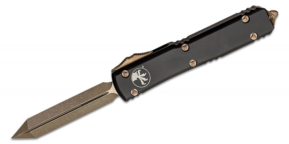 Microtech, Spartan Ultratech, AUTO OTF Knife, 3.46", Bronze Apocalyptic ...